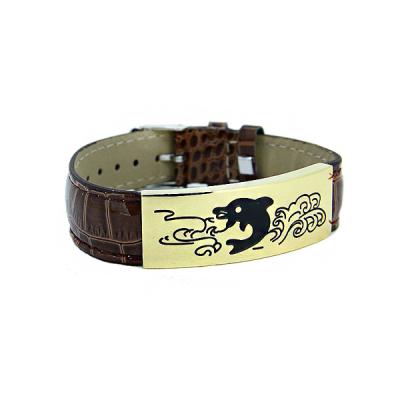 China Europ American Fashion Trendy Stainless Steel Geniune PU Leather Bracelet Bangle LBL37 for sale