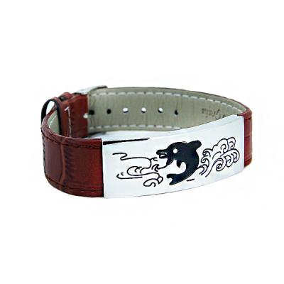 China Europ American Fashion Trendy Stainless Steel Geniune PU Leather Bracelet Bangle LBL38 for sale