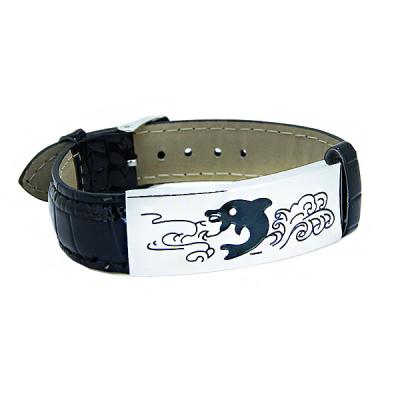 China Europ American Fashion Trendy Stainless Steel Geniune PU Leather Bracelet Bangle LBL39 for sale