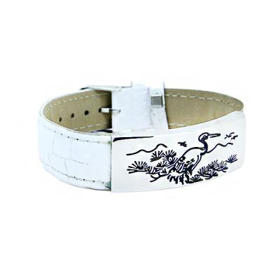 China Europ American Fashion Trendy Stainless Steel Geniune PU Leather Bracelet Bangle LBL40 for sale