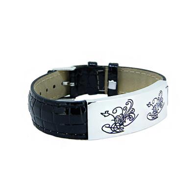 China Europ American Fashion Trendy Stainless Steel Geniune PU Leather Bracelet Bangle LBL43 for sale