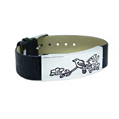 China Europ American Fashion Trendy Stainless Steel Geniune PU Leather Bracelet Bangle LBL51 for sale