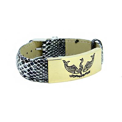 China Europ American Fashion Trendy Stainless Steel Geniune PU Leather Bracelet Bangle LBL47 for sale