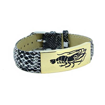 China Europ American Fashion Trendy Stainless Steel Geniune PU Leather Bracelet Bangle LBL49 for sale