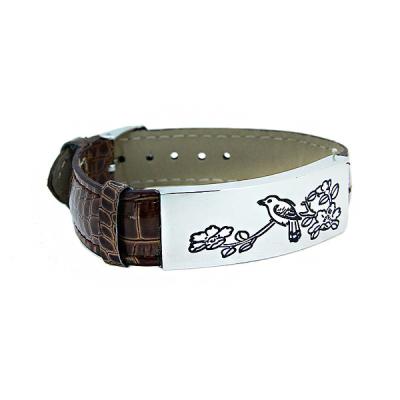 China Europ American Fashion Trendy Stainless Steel Geniune PU Leather Bracelet Bangle LBL50 for sale