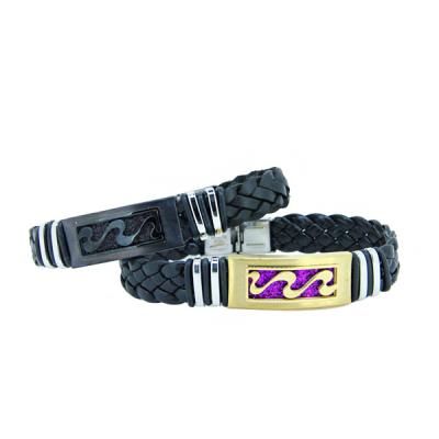 China Europ American Fashion Trendy Stainless Steel Geniune PU Leather Bracelet Bangle LBL65 for sale
