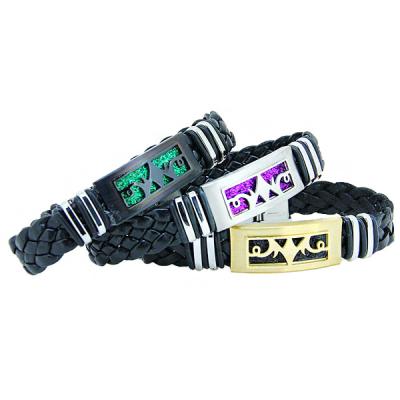 China Europ American Fashion Trendy Stainless Steel Geniune PU Leather Bracelet Bangle LBL61 for sale