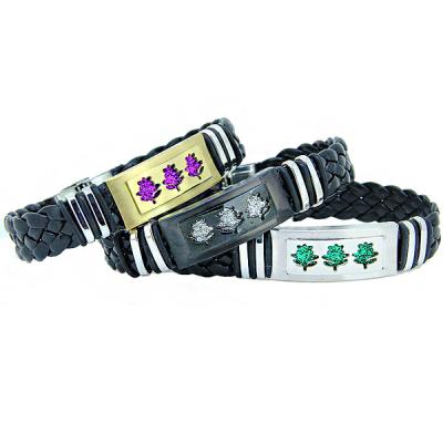 China Europ American Fashion Trendy Stainless Steel Geniune PU Leather Bracelet Bangle LBL63 for sale