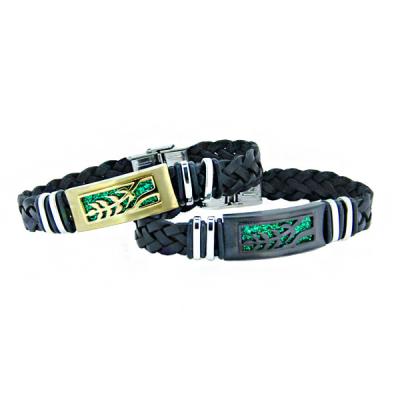 China Europ American Fashion Trendy Stainless Steel Geniune PU Leather Bracelet Bangle LBL66 for sale