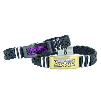 China Europ American Fashion Trendy Stainless Steel Geniune PU Leather Bracelet Bangle LBL67 for sale