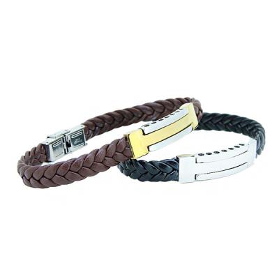 China Europ American Fashion Trendy Stainless Steel Geniune PU Leather Bracelet Bangle LBL69 for sale