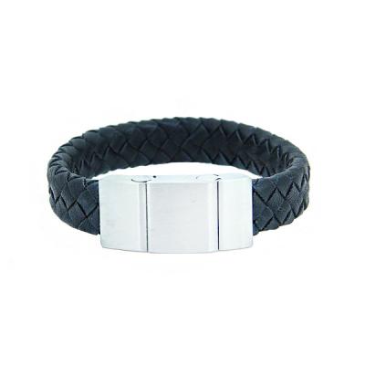 China Europ American Fashion Trendy Stainless Steel Geniune PU Leather Bracelet Bangle LBL75 for sale
