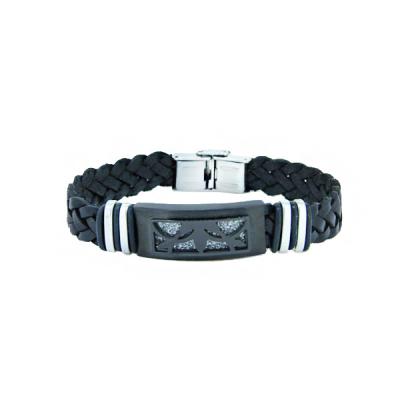 China Europ American Fashion Trendy Stainless Steel Geniune PU Leather Bracelet Bangle LBL71 for sale