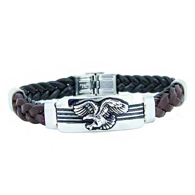 China Europ American Fashion Trendy Stainless Steel Geniune PU Leather Bracelet Bangle LBL72 for sale