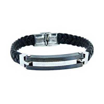 China Europ American Fashion Trendy Stainless Steel Geniune PU Leather Bracelet Bangle LBL73 for sale