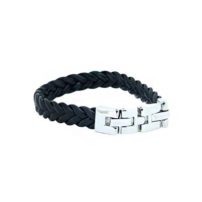 China Europ American Fashion Trendy Stainless Steel Geniune PU Leather Bracelet Bangle LBL76 for sale