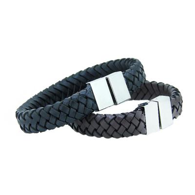 China Europ American Fashion Trendy Stainless Steel Geniune PU Leather Bracelet Bangle LBL85 for sale