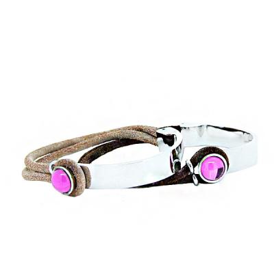 China Europ American Fashion Trendy Stainless Steel Geniune PU Leather Bracelet Bangle LBL83 for sale