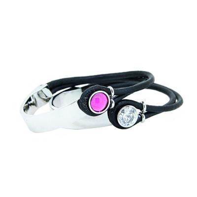 China Europ American Fashion Trendy Stainless Steel Geniune PU Leather Bracelet Bangle LBL84 for sale