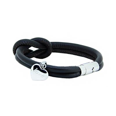 China Europ American Fashion Trendy Stainless Steel Geniune PU Leather Bracelet Bangle LBL90 for sale