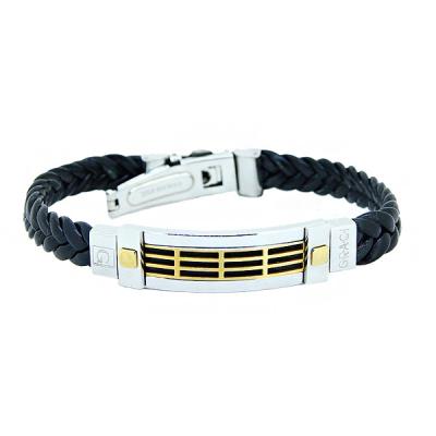 China Europ American Fashion Trendy Stainless Steel Geniune PU Leather Bracelet Bangle LBL86 for sale