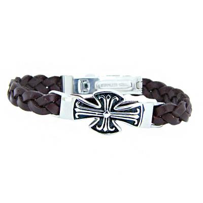 China Europ American Fashion Trendy Stainless Steel Geniune PU Leather Bracelet Bangle LBL87 for sale