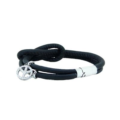 China Europ American Fashion Trendy Stainless Steel Geniune PU Leather Bracelet Bangle LBL88 for sale