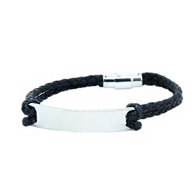 China Europ American Fashion Trendy Stainless Steel Geniune PU Leather Bracelet Bangle LBL94 for sale
