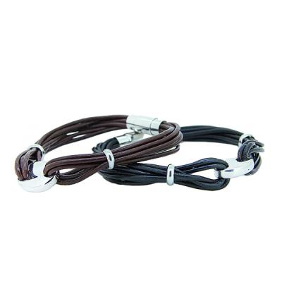 China Europ American Fashion Trendy Stainless Steel Geniune PU Leather Bracelet Bangle LBL96 for sale