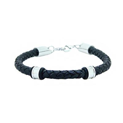 China Europ American Fashion Trendy Stainless Steel Geniune PU Leather Bracelet Bangle LBL99 for sale