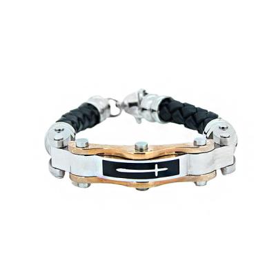 China Europ American Fashion Trendy Stainless Steel Geniune PU Leather Bracelet Bangle LBL105 for sale