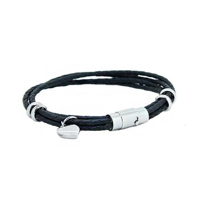 China Europ American Fashion Trendy Stainless Steel Geniune PU Leather Bracelet Bangle LBL101 for sale