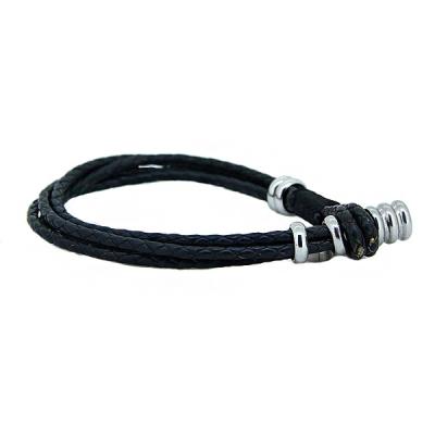 China Europ American Fashion Trendy Stainless Steel Geniune PU Leather Bracelet Bangle LBL102 for sale