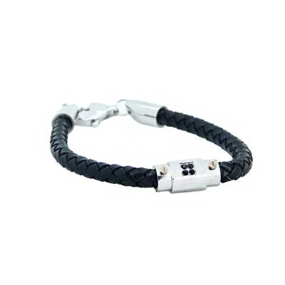 China Europ American Fashion Trendy Stainless Steel Geniune PU Leather Bracelet Bangle LBL107 for sale