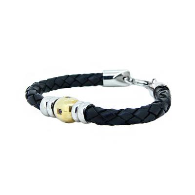 China Europ American Fashion Trendy Stainless Steel Geniune PU Leather Bracelet Bangle LBL108 for sale