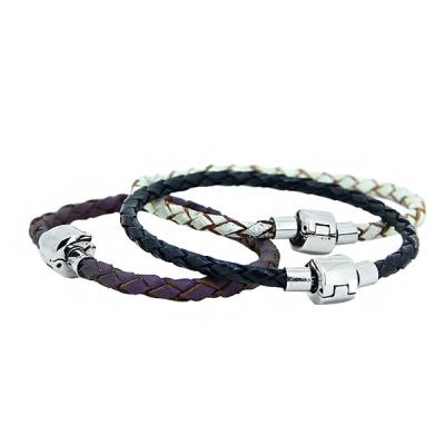 China Europ American Fashion Trendy Stainless Steel Geniune PU Leather Bracelet Bangle LBL125 for sale