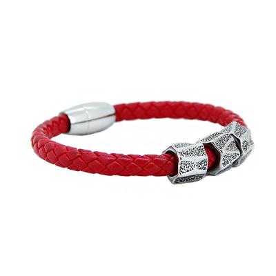 China Europ American Fashion Trendy Stainless Steel Geniune PU Leather Bracelet Bangle LBL121 for sale