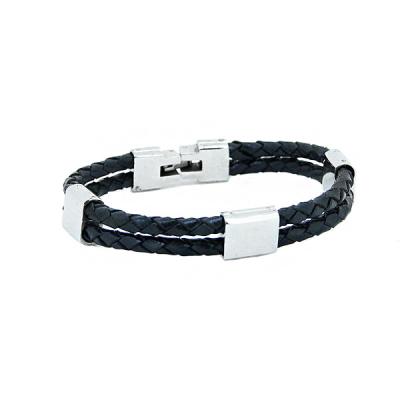 China Europ American Fashion Trendy Stainless Steel Geniune PU Leather Bracelet Bangle LBL123 for sale