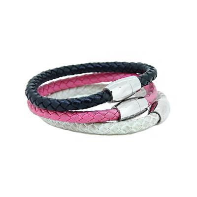 China Europ American Fashion Trendy Stainless Steel Geniune PU Leather Bracelet Bangle LBL130 for sale