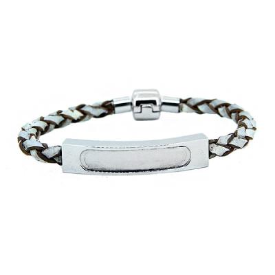 China Europ American Fashion Trendy Stainless Steel Geniune PU Leather Bracelet Bangle LBL126 for sale