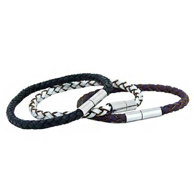 China Europ American Fashion Trendy Stainless Steel Geniune PU Leather Bracelet Bangle LBL128 for sale