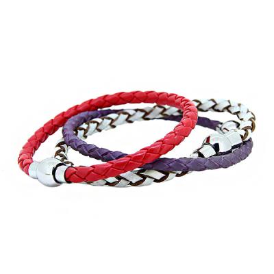 China Europ American Fashion Trendy Stainless Steel Geniune PU Leather Bracelet Bangle LBL129 for sale