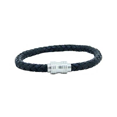 China Europ American Fashion Trendy Stainless Steel Geniune PU Leather Bracelet Bangle LBL134 for sale