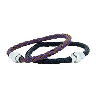 China Europ American Fashion Trendy Stainless Steel Geniune PU Leather Bracelet Bangle LBL136 for sale
