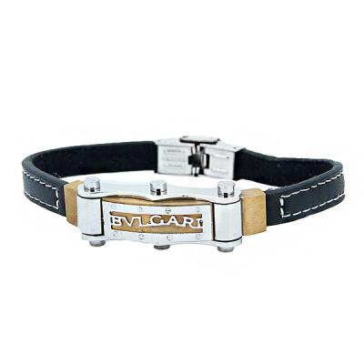 China Europ American Fashion Trendy Stainless Steel Geniune PU Leather Bracelet Bangle LBL137 for sale