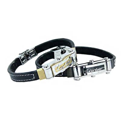 China Europ American Fashion Trendy Stainless Steel Geniune PU Leather Bracelet Bangle LBL138 for sale