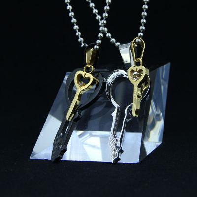 China New Fashion Valentines Holiday Lovers Couples Stainless Steel Necklace Pendants LPL27 for sale