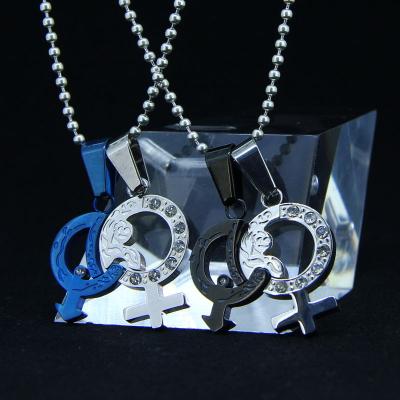 China New Fashion Valentines Holiday Lovers Couples Stainless Steel Necklace Pendants LPL25 for sale