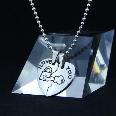 China New Fashion Valentines Holiday Lovers Couples Stainless Steel Necklace Pendants LPL24 for sale