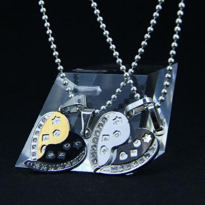 China New Fashion Valentines Holiday Lovers Couples Stainless Steel Necklace Pendants LPL16 for sale